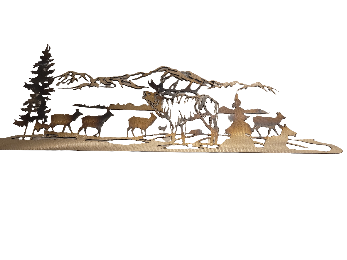 Elk in Mountain scene wall art – Colorado Fire Pits
